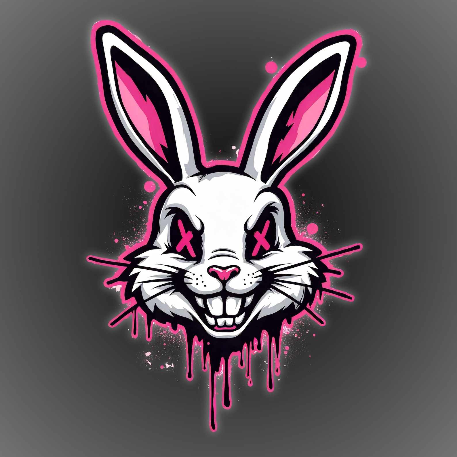Evil Bunny PNG | Crazy Rabbit Face Clipart | Graffiti Style Animal ...