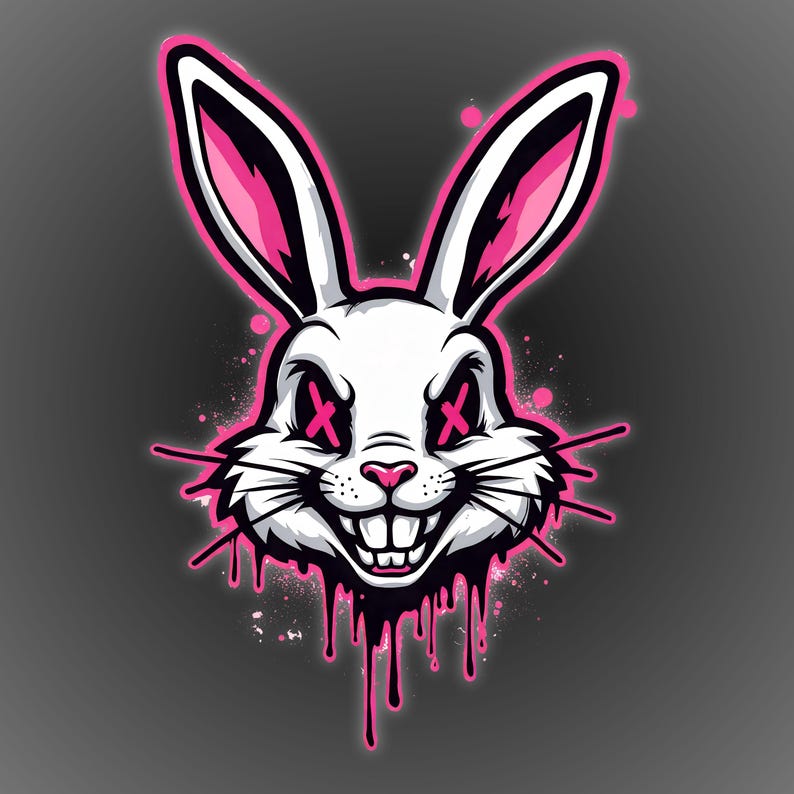 Evil Bunny PNG | Crazy Rabbit Face Clipart | Graffiti Style Animal ...