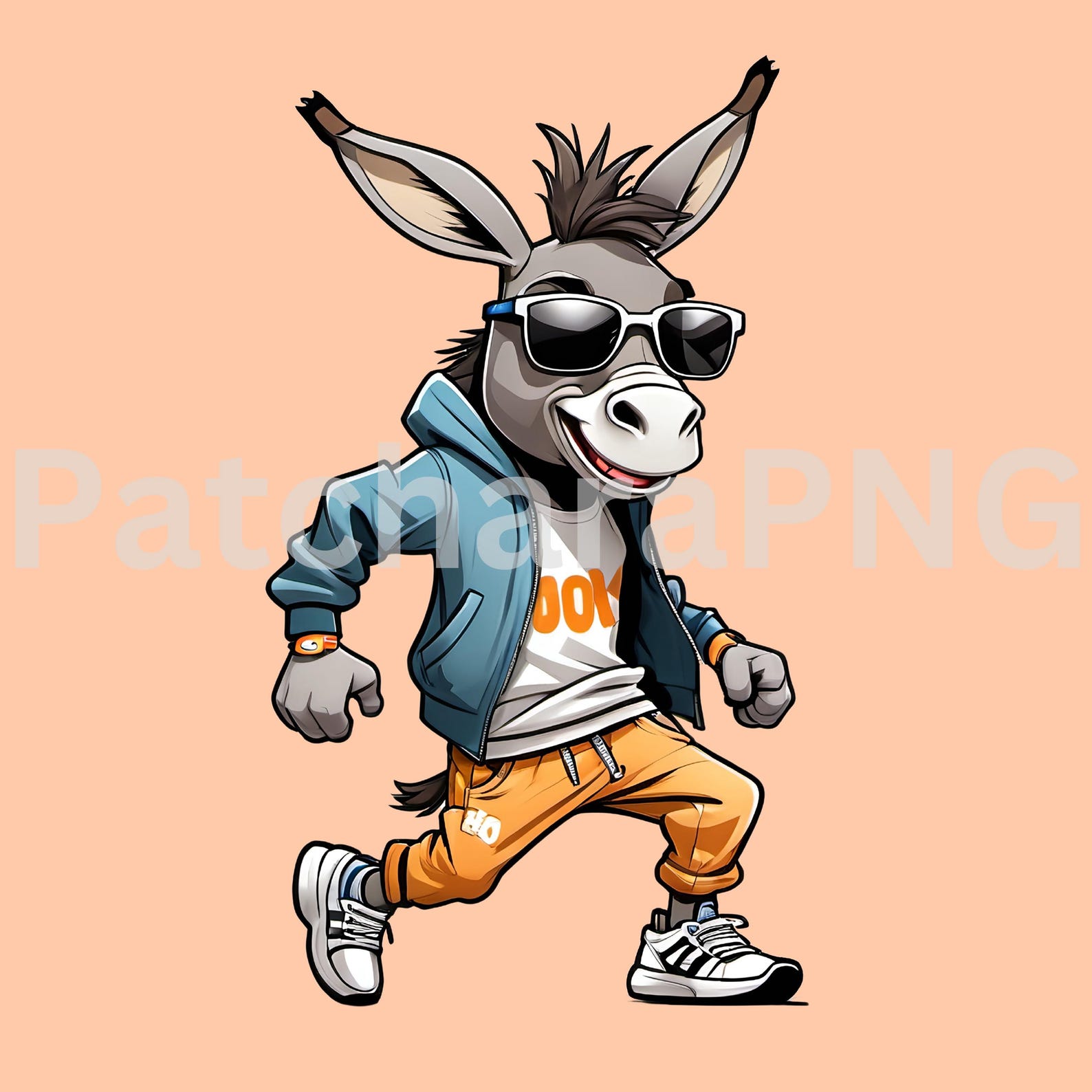 Cool Donkey Cartoon Character in Hip-hop Streetwear | Graffiti-style ...