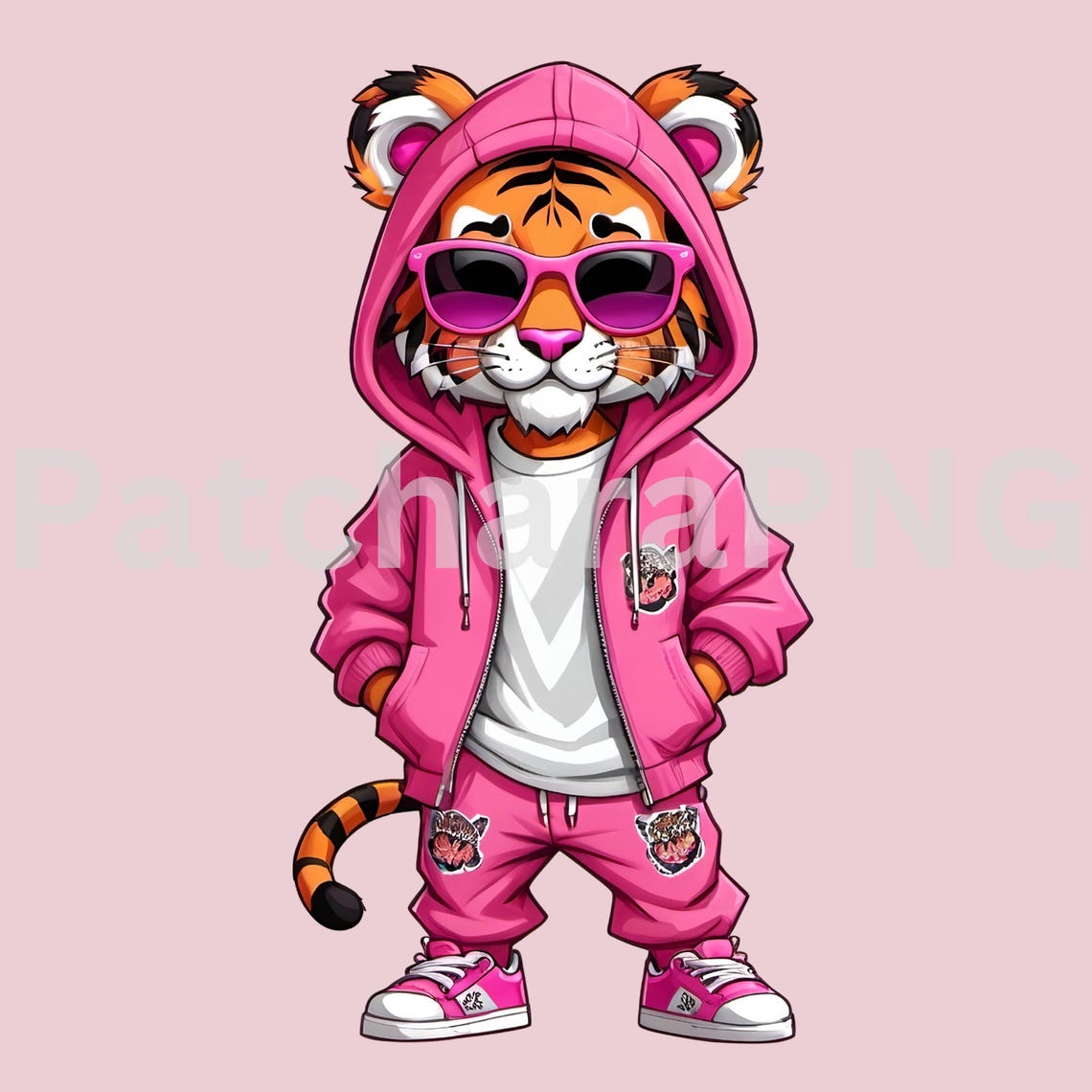 Swag Tiger PNG | Pink Tracksuit Tiger Clipart With Shades | Street ...