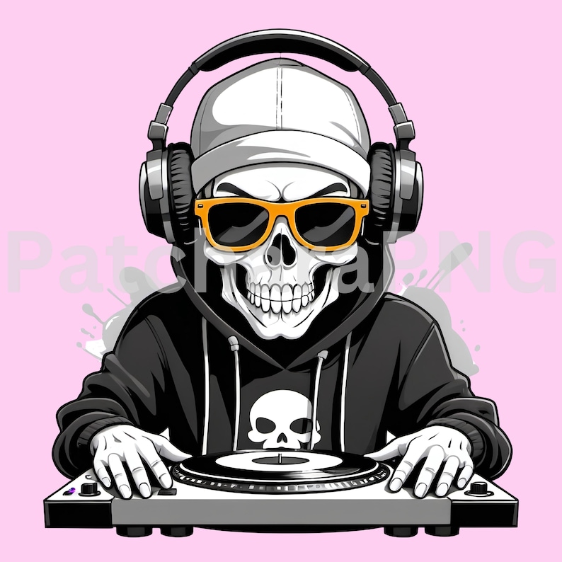 Hip-hop Skull DJ Png Cartoon Skull Wearing Sunglasses & Headphones ...