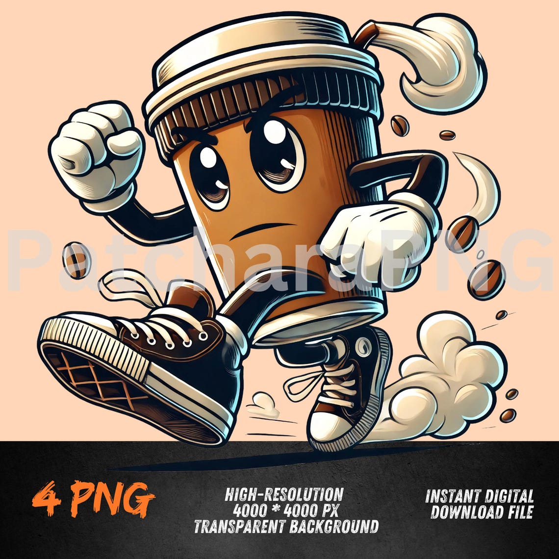 Running Coffee Cup PNG | Cute Cartoon Coffee Cup Clipart | Coffee Lover ...