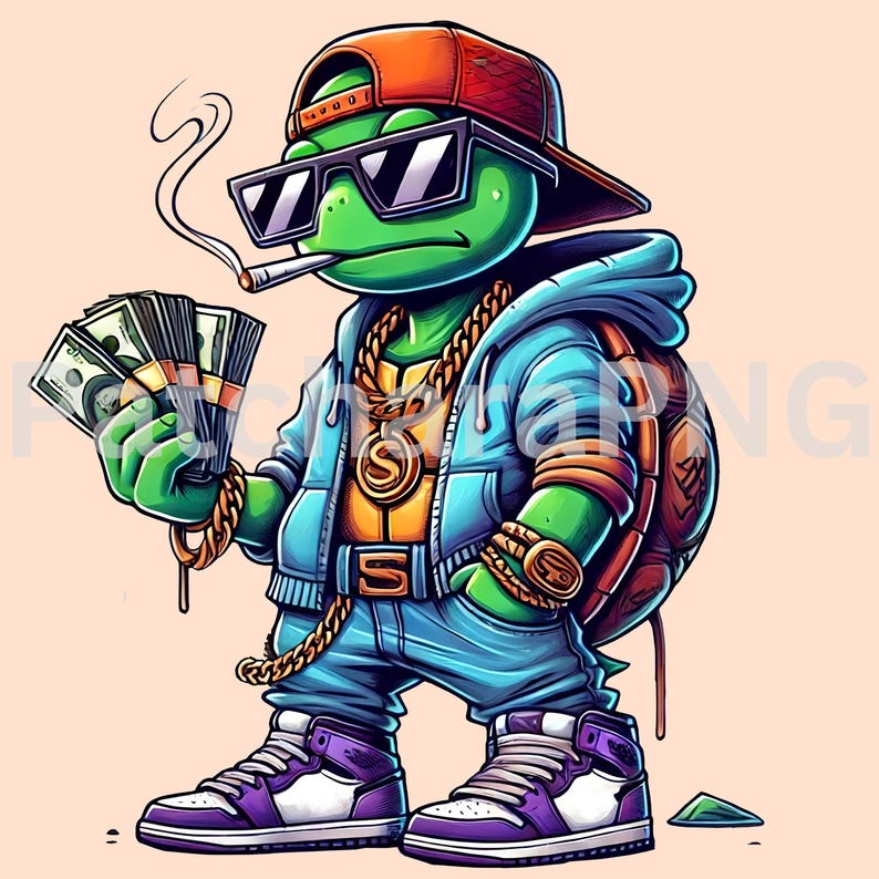 Cool Hip-hop Turtle Png | Streetwear Turtle Clipart | Urban Style ...