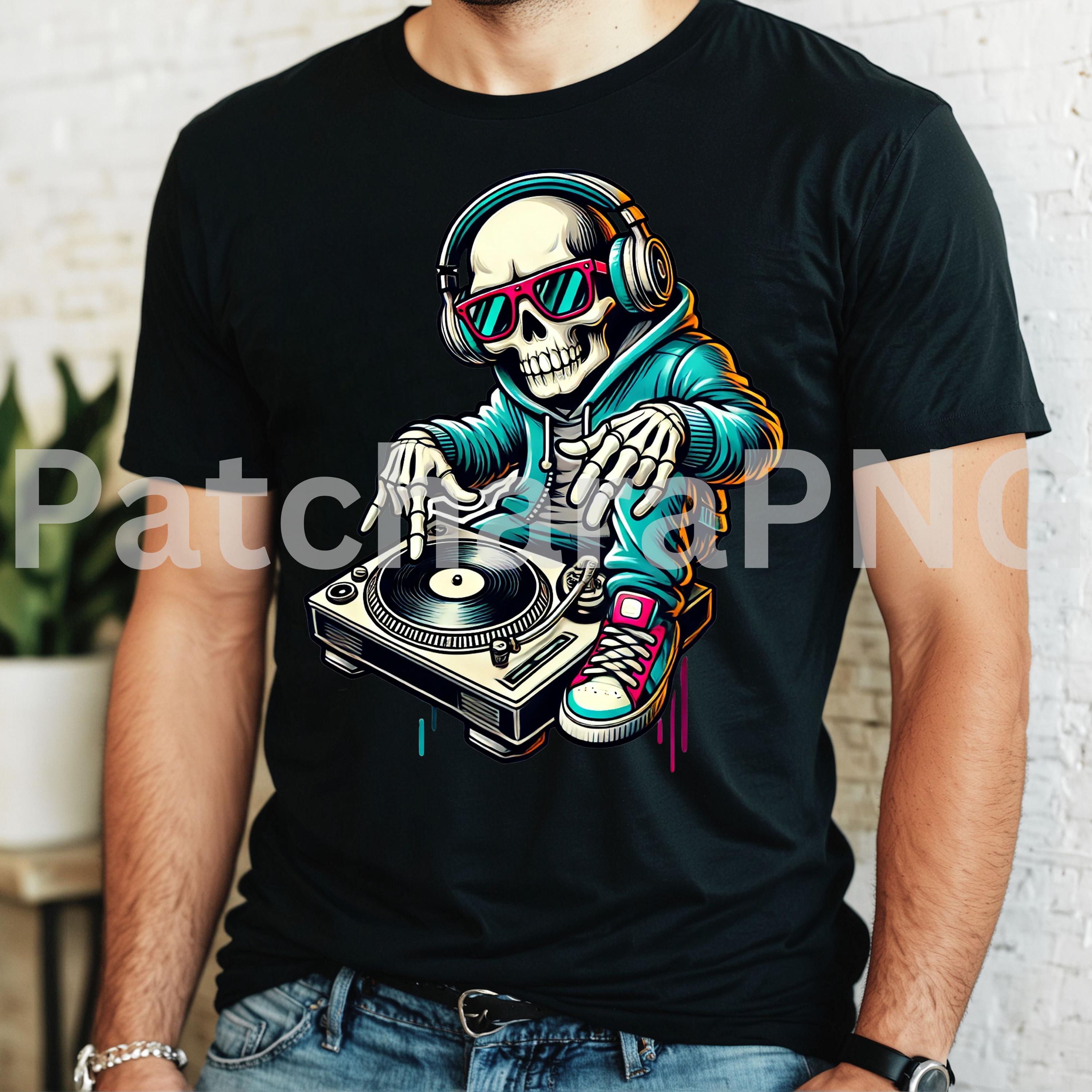 DJ Skeleton PNG | Turntable Skull Clipart With Headphones | Hip Hop ...