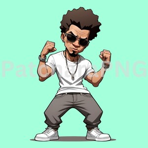 Dynamic Hip-hop Graffiti Cartoon Character With Chain and Hat ...