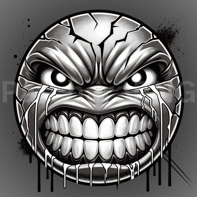 Angry Smiley PNG Graffiti Style | Aggressive Emoji Sublimation for ...