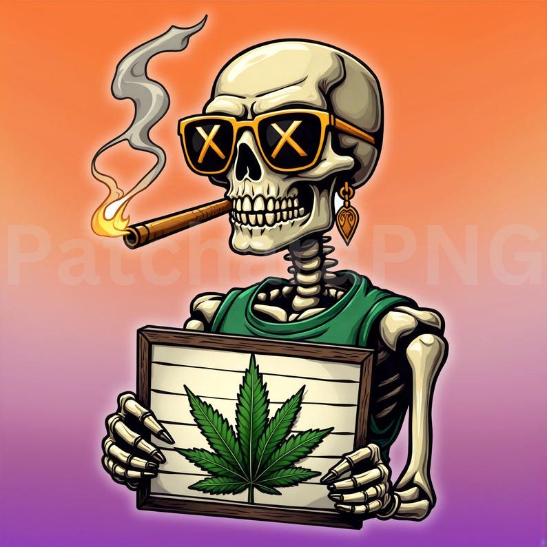 Smoking Skeleton Weed PNG | Stoner Skull Digital Art | Cannabis ...