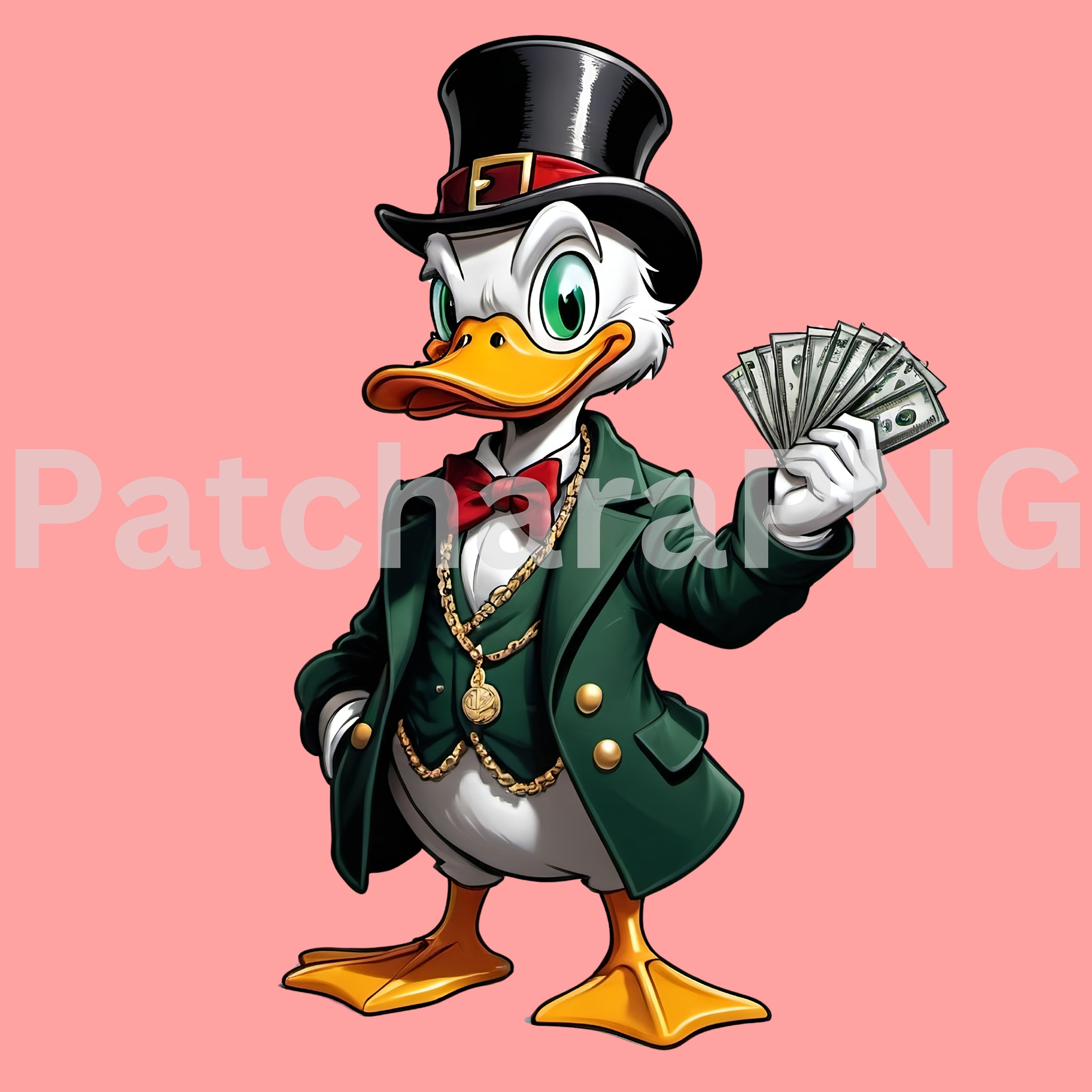 Rich Duck PNG | Fancy Cartoon Duck Holding Cash | Money Style Clipart ...