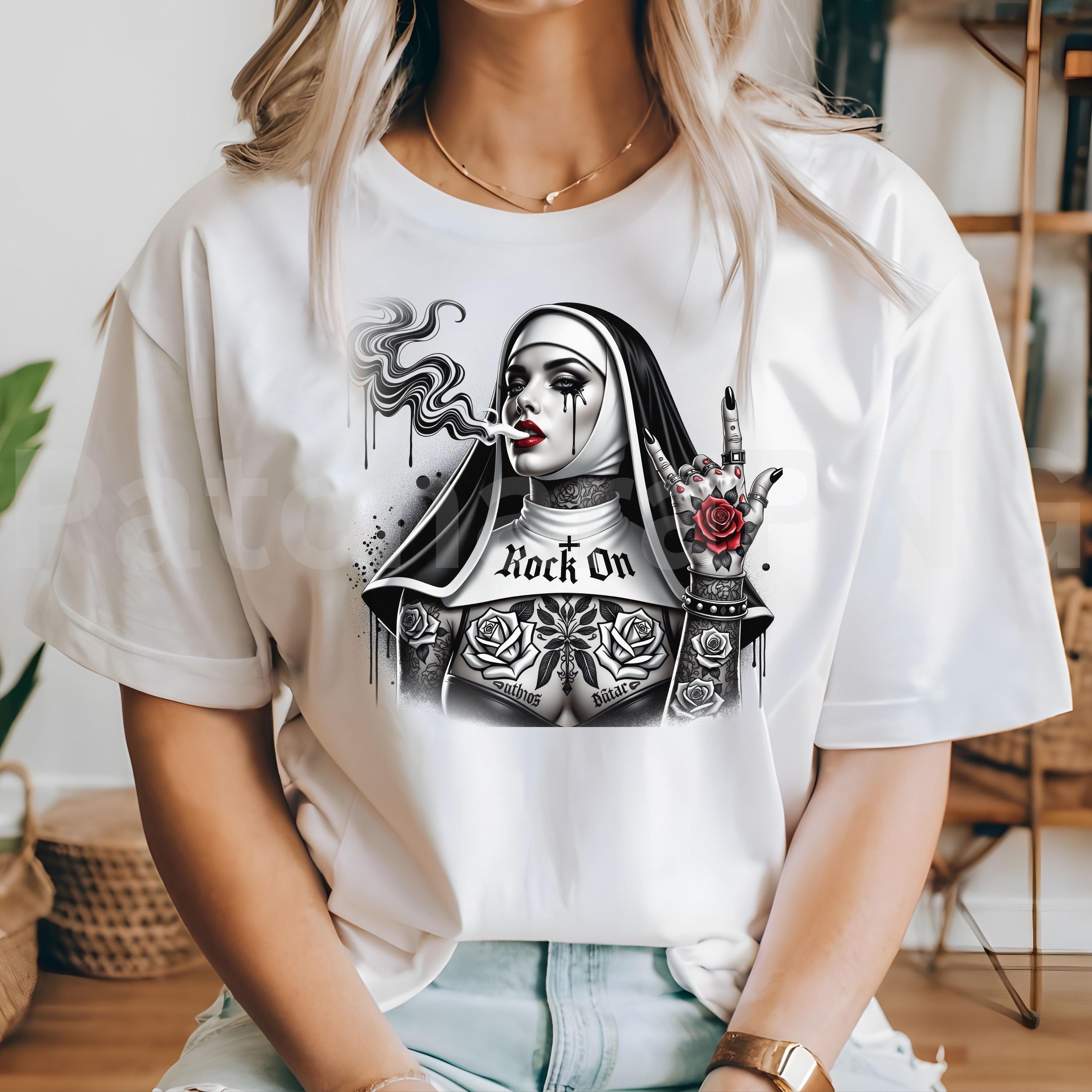 Gothic Nun PNG Rock on Tattoo Dark Aesthetic Clipart for T Shirt Design ...