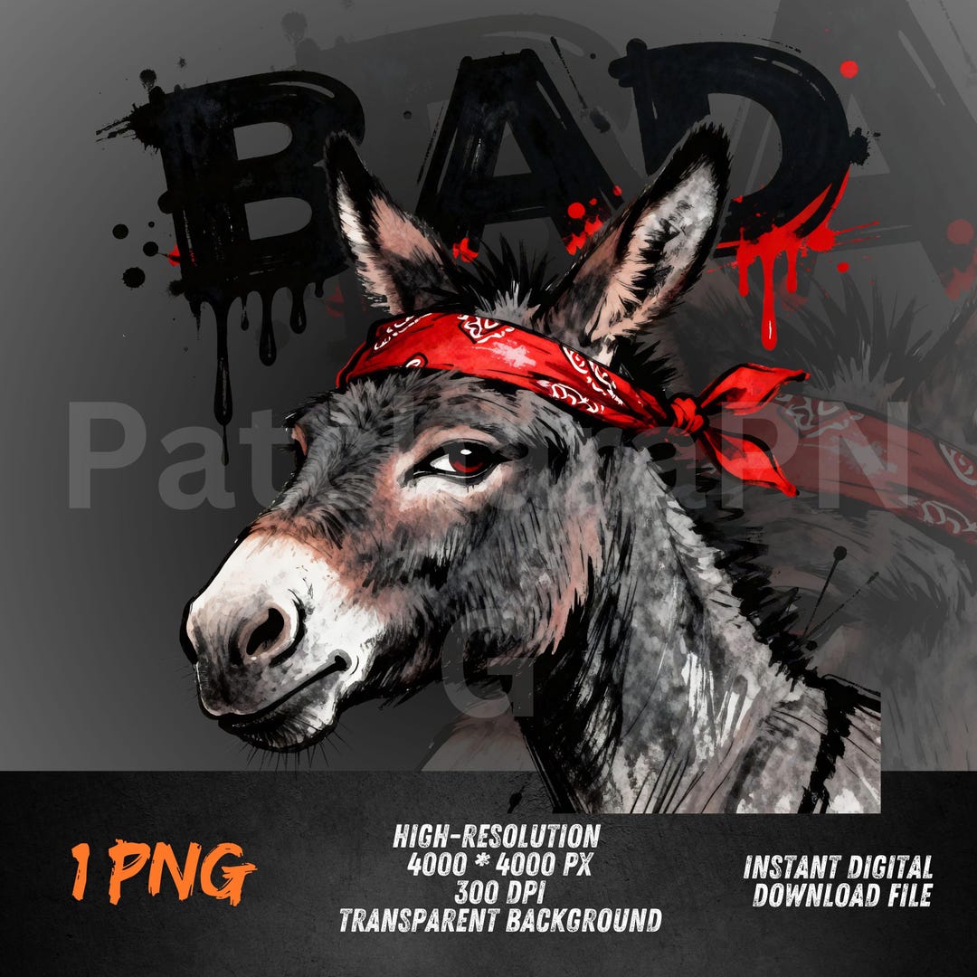 Funny Donkey PNG, Bad Donkey Meme Shirt Design, Rebel Donkey Clipart ...