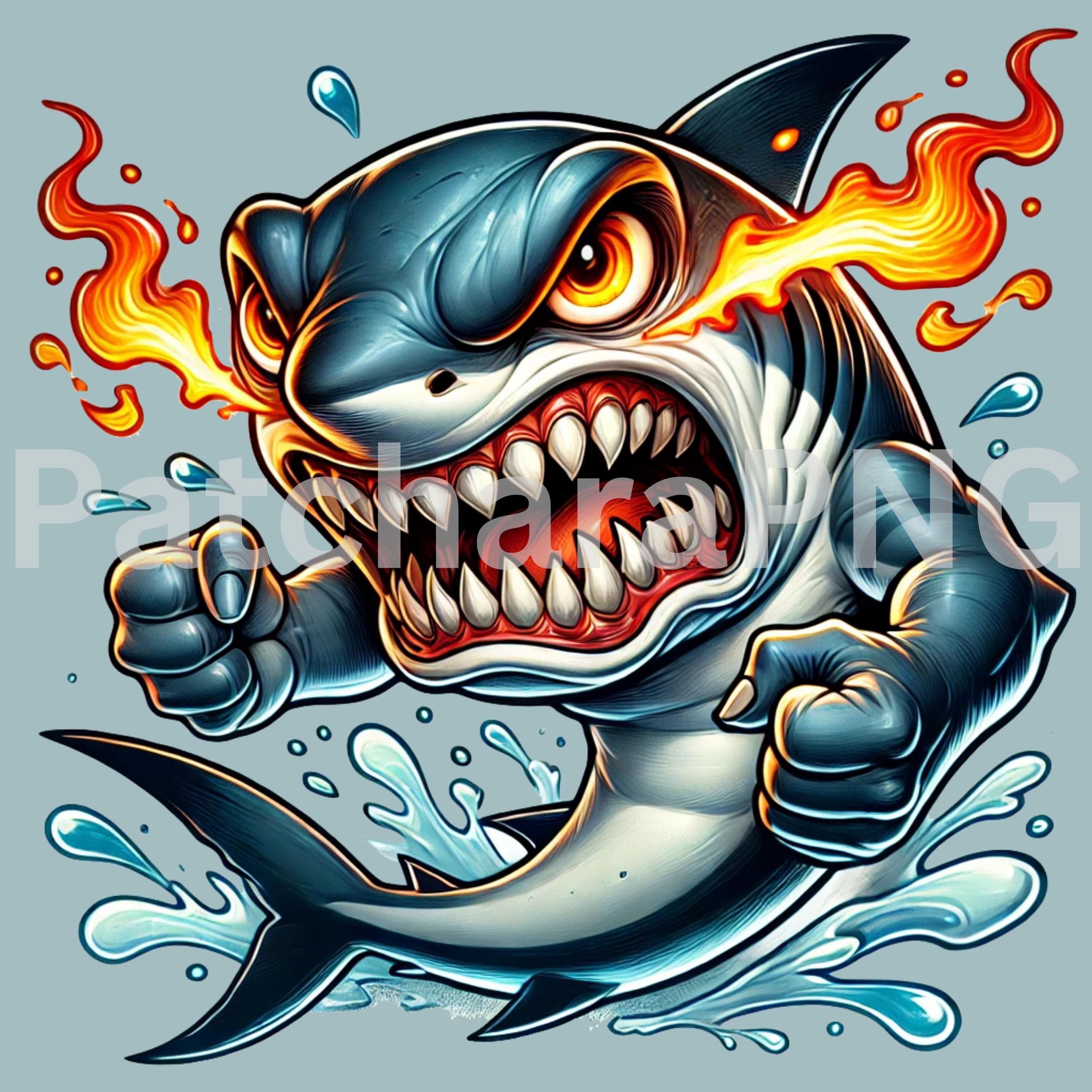 Buff Shark PNG | Muscular Shark Clipart Splashing Water | Fierce Ocean ...