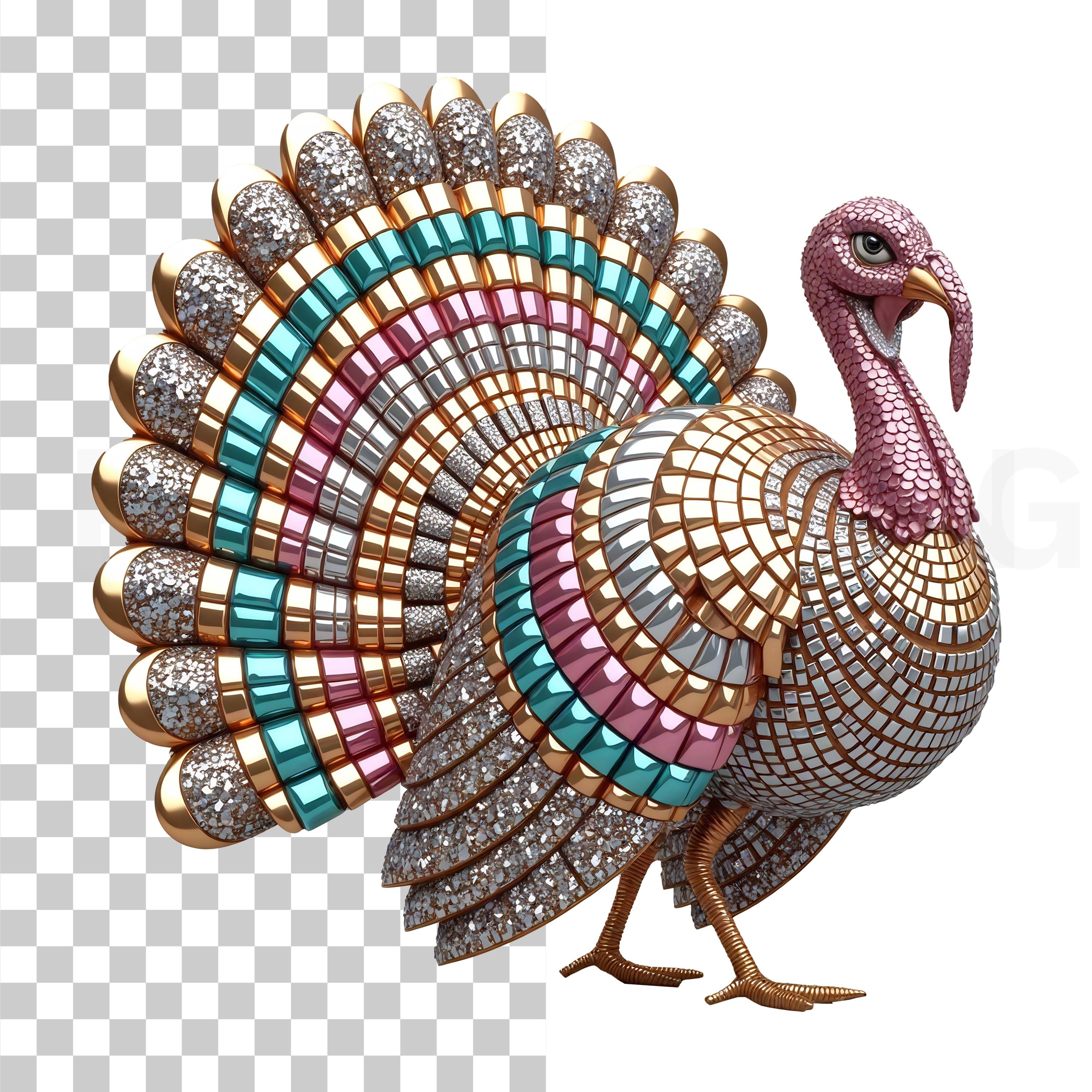 Luxury Turkey PNG Clipart, Mosaic Thanksgiving Turkey, Glitter Diamond ...
