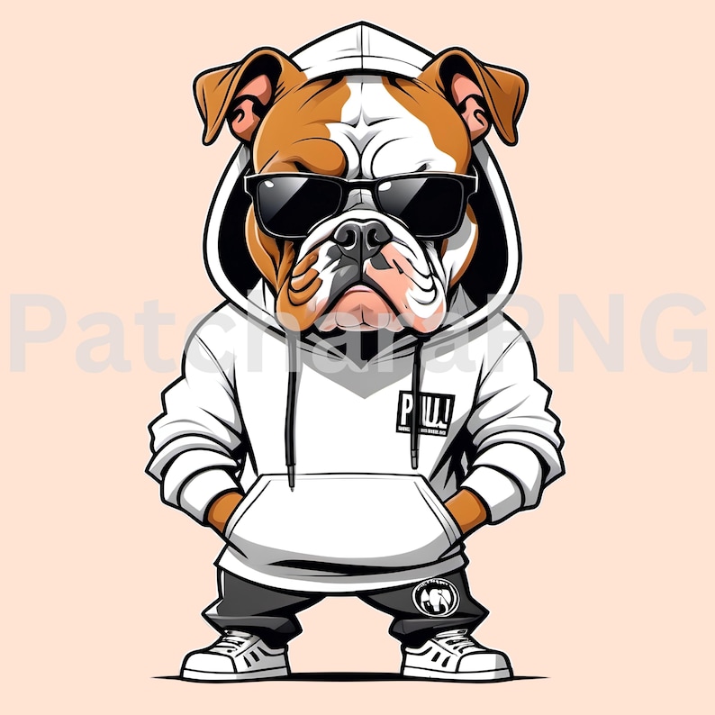 Swag Bulldog PNG | Twin Bulldog Clipart in Hoodies | Urban Street Dog ...