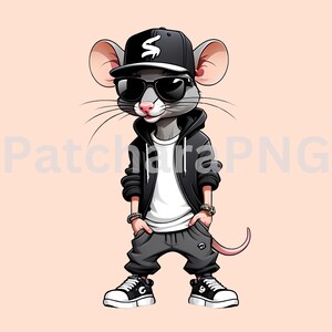 Cool Hip-hop Rat Cartoon PNG - Streetwear Mouse Clipart for T-shirts ...