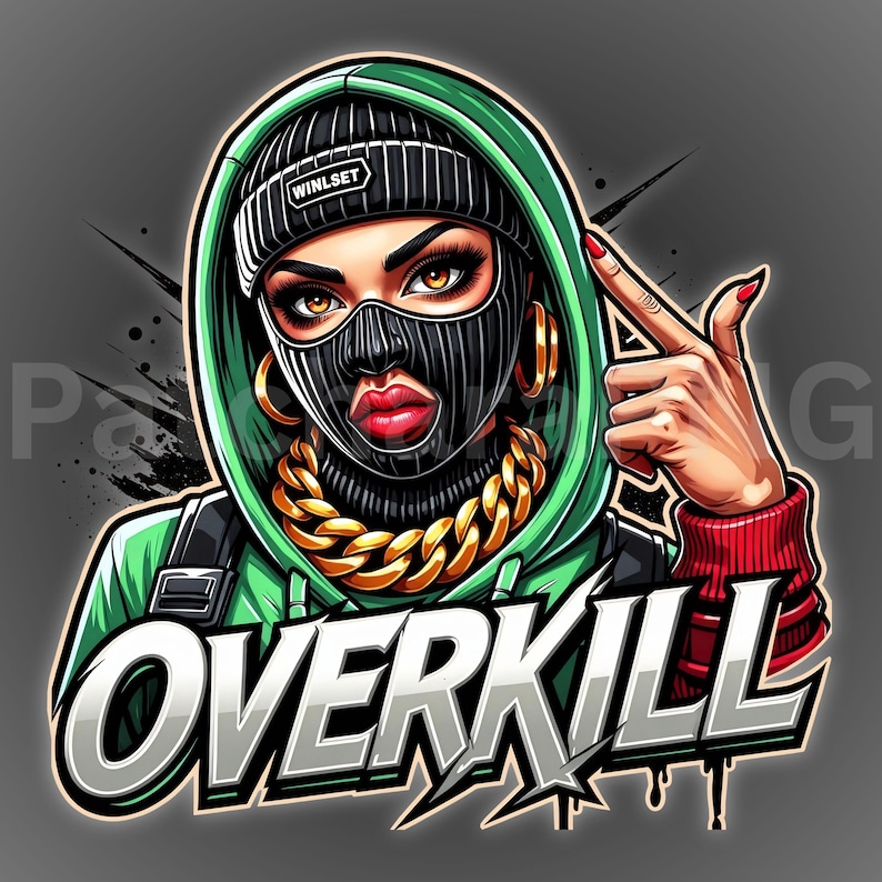 Overkill Baddie PNG | Gangsta Streetwear Girl Clipart | DTF ...