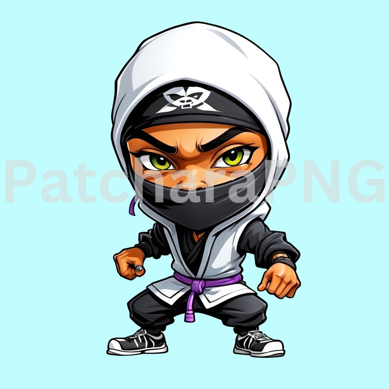 Cartoon Ninja Character Clipart Vibrant Colors, Bold Outlines High-res ...