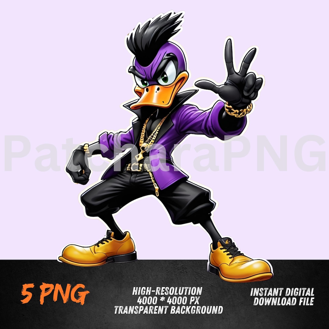 Gangsta Duck PNG | Duck Clipart in Purple Jacket and Gold Chain ...