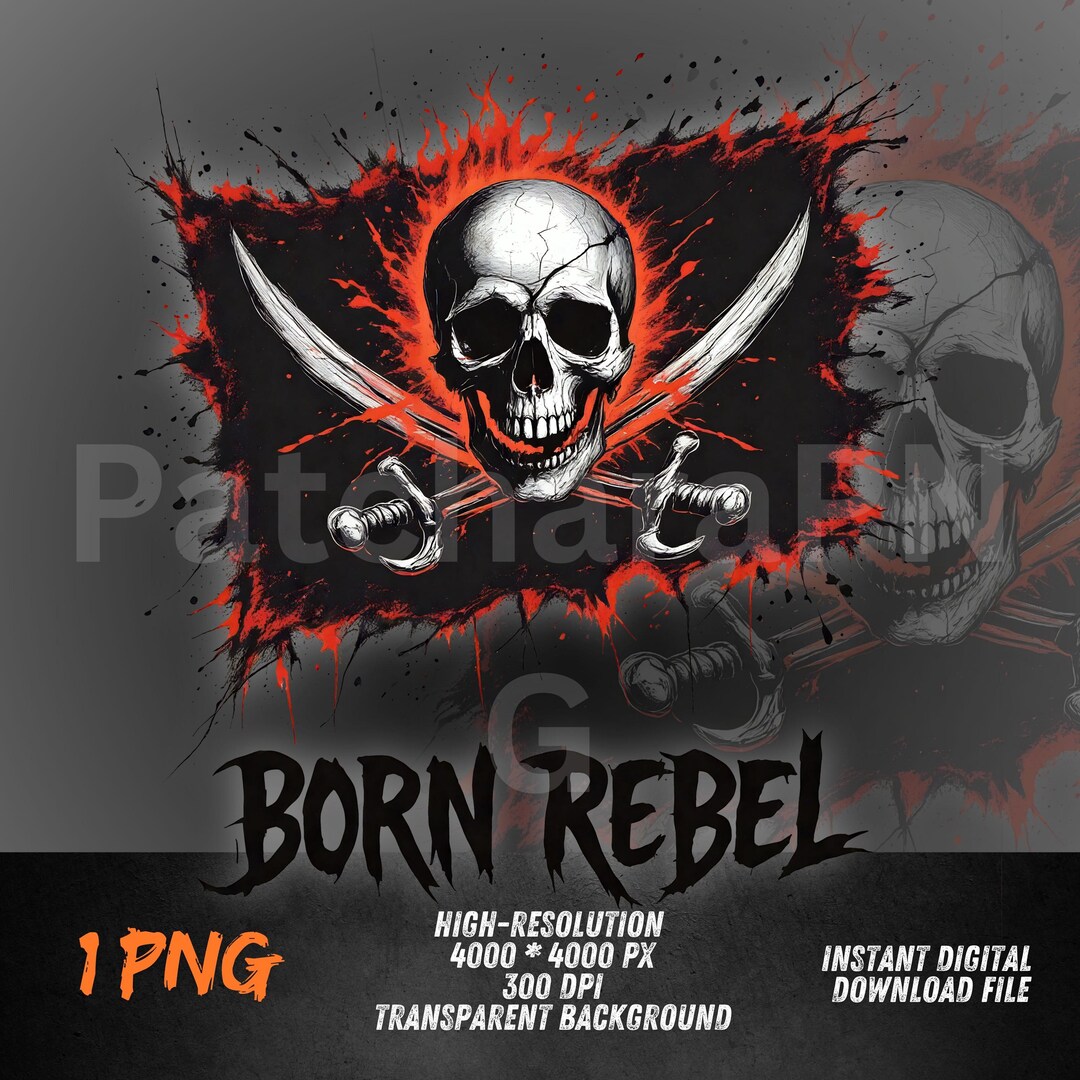 Born Rebel Skull PNG | Boxing Skeleton Clipart for Sublimation | Skull ...