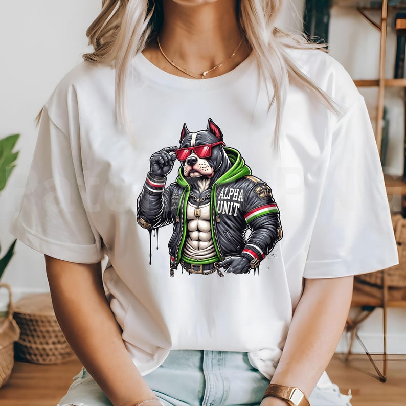 Alpha Bulldog PNG | Buff Dog Clipart in Leather Jacket and Glasses ...