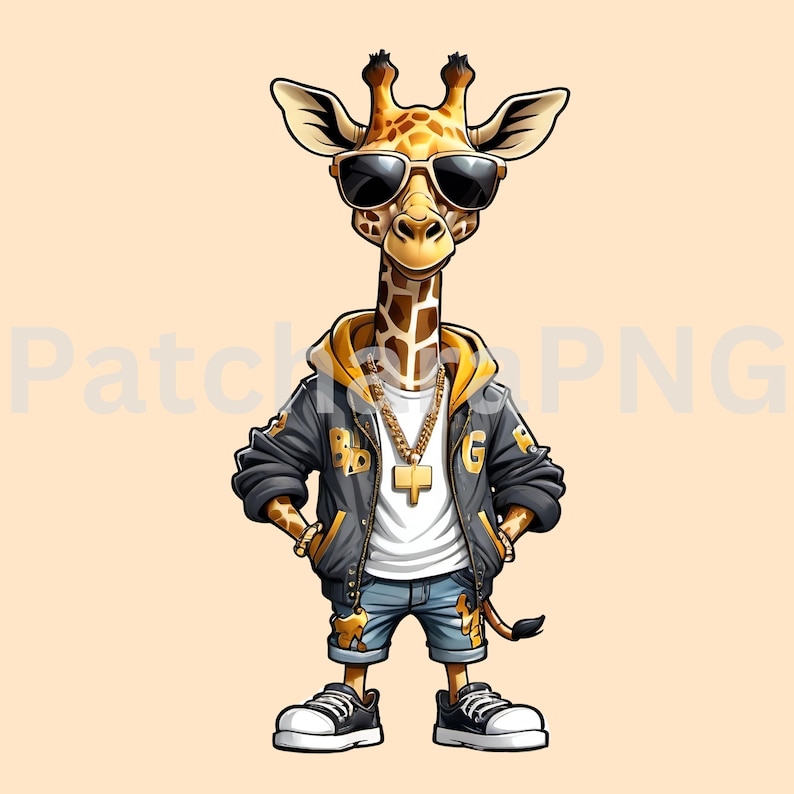 Hip-hop Giraffe Graffiti Art - Cool Cartoon Giraffe With Gold Chains ...