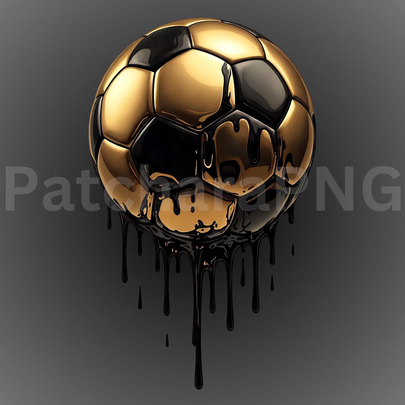 Black Gold Soccer Ball PNG | Dripping Football Clipart for Sublimation ...