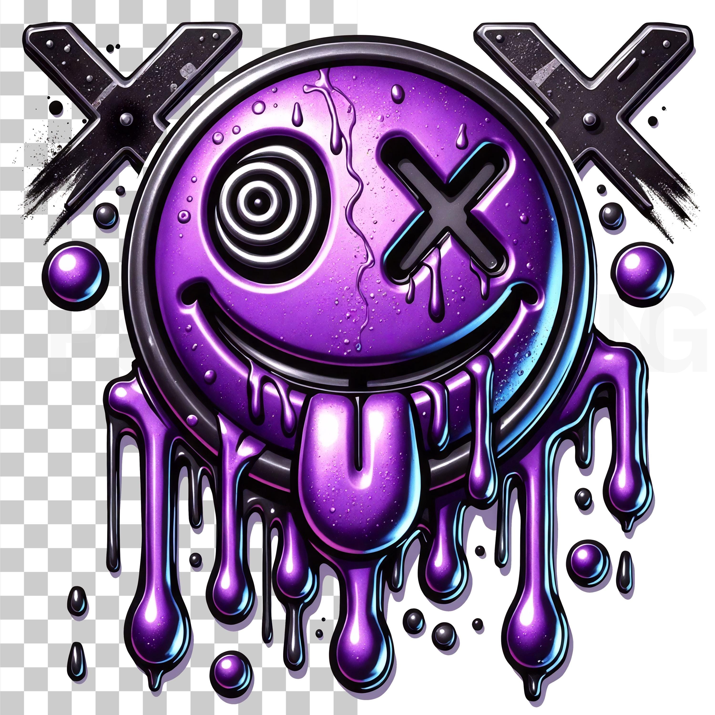 Dripping Graffiti Smile Face PNG, Purple Melting Street Art Clipart ...