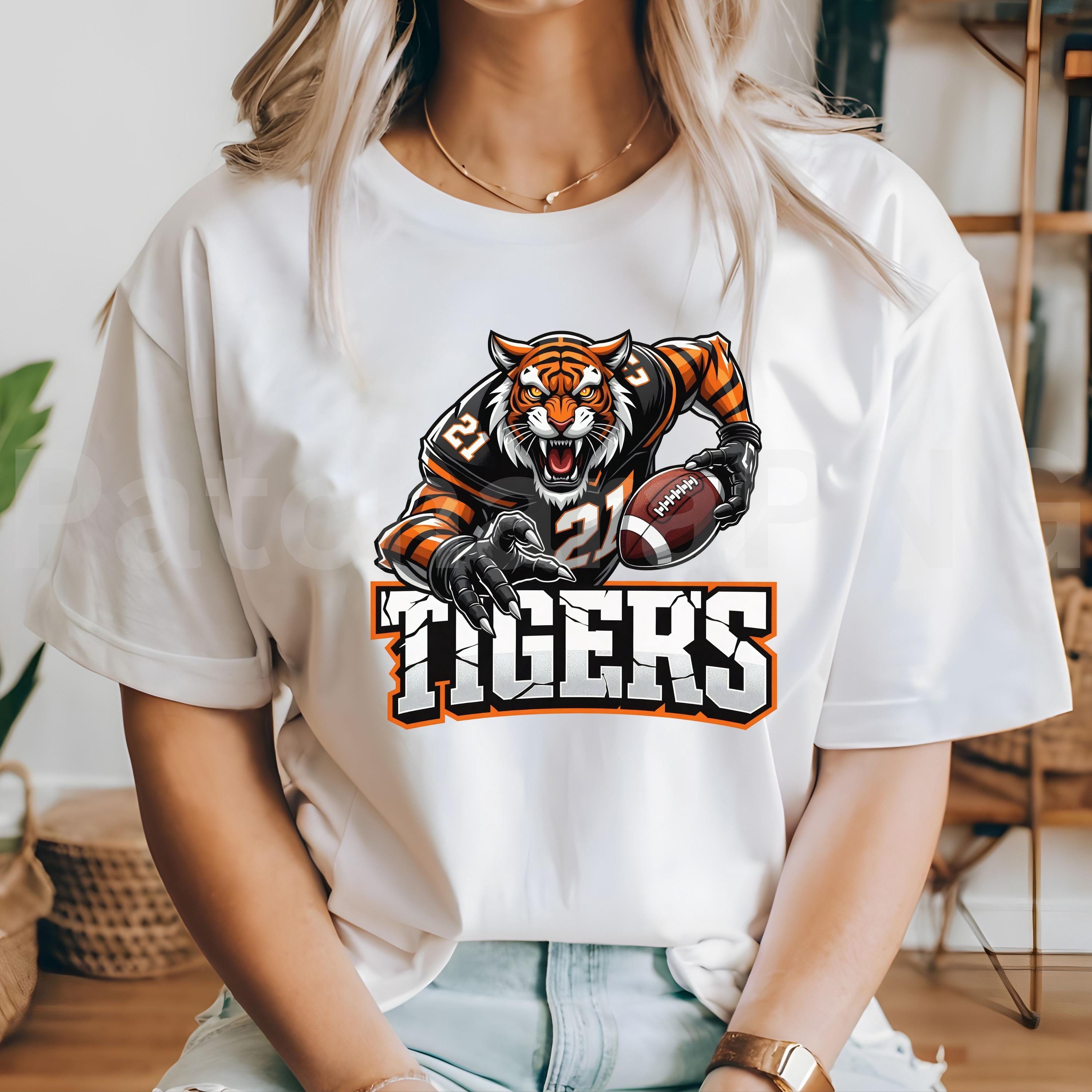 Tiger Football Mascot PNG | Fierce DTF Sports Shirt Design ...