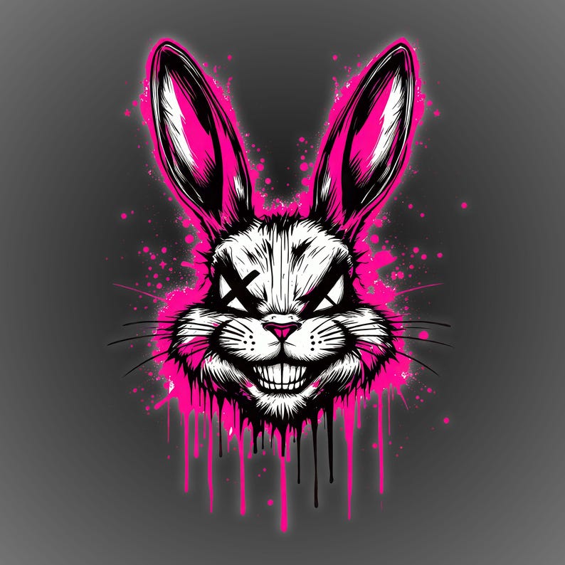 Evil Bunny PNG | Crazy Rabbit Face Clipart | Graffiti Style Animal ...