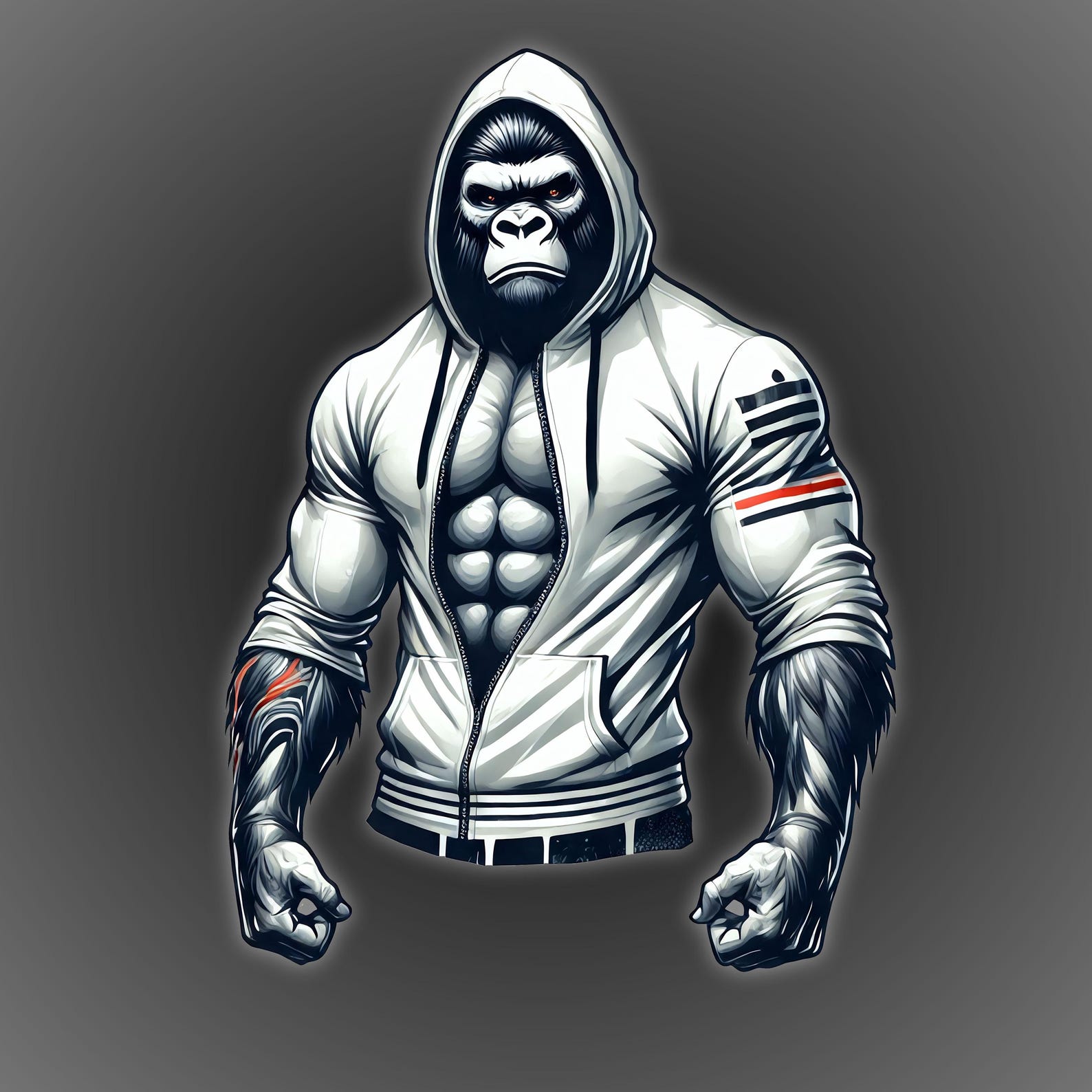 Buff Gorilla PNG | Muscular Gorilla Clipart in Hoodie | Street Gym ...