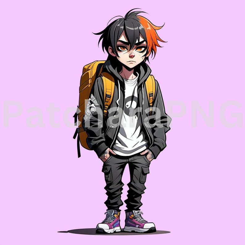 Back to School Emo Boy Clipart Cute Alternative School Boy PNG Emo ...