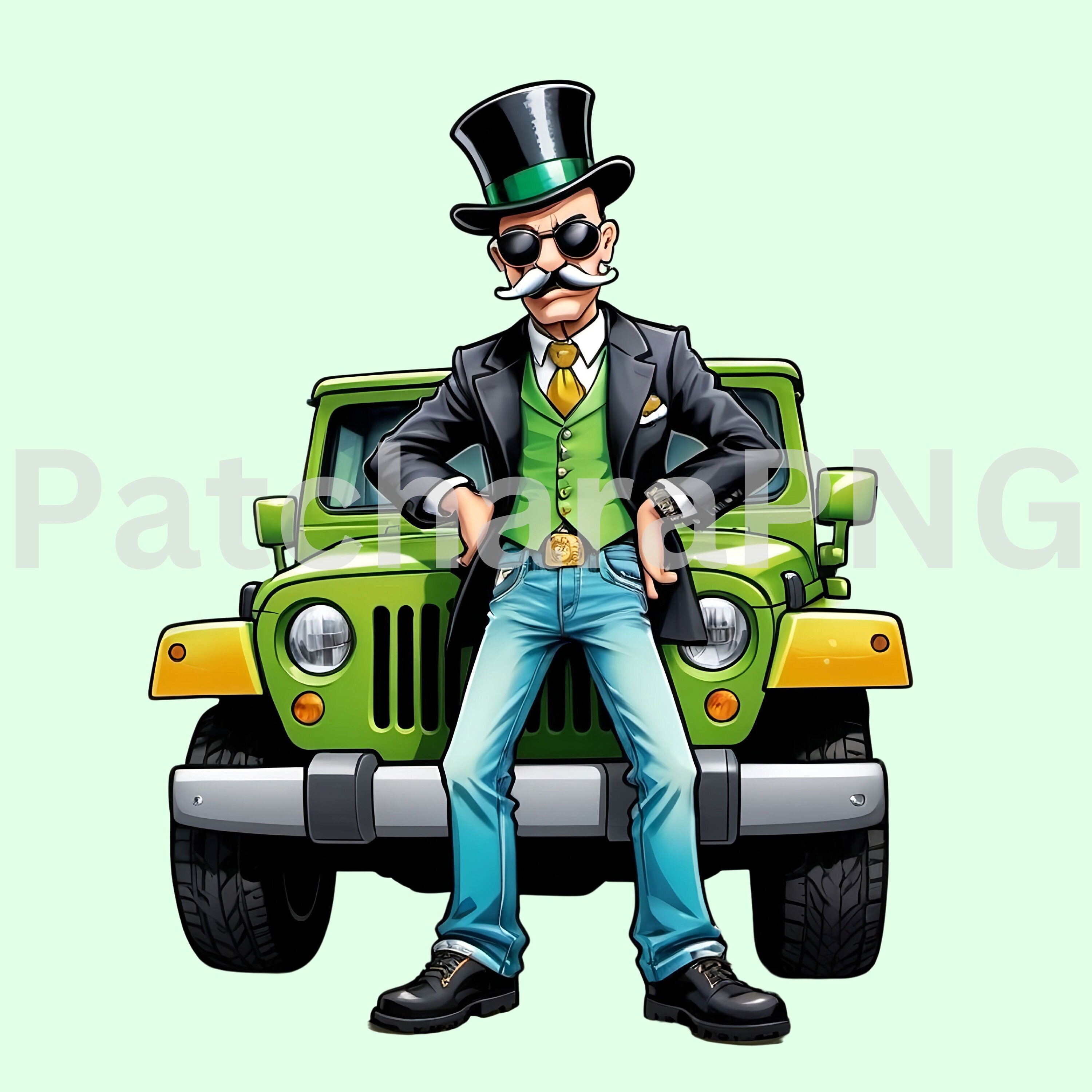 Mogul Monopoly With Jeep Cartoon Clipart Jeep Graffiti Art Colorful ...