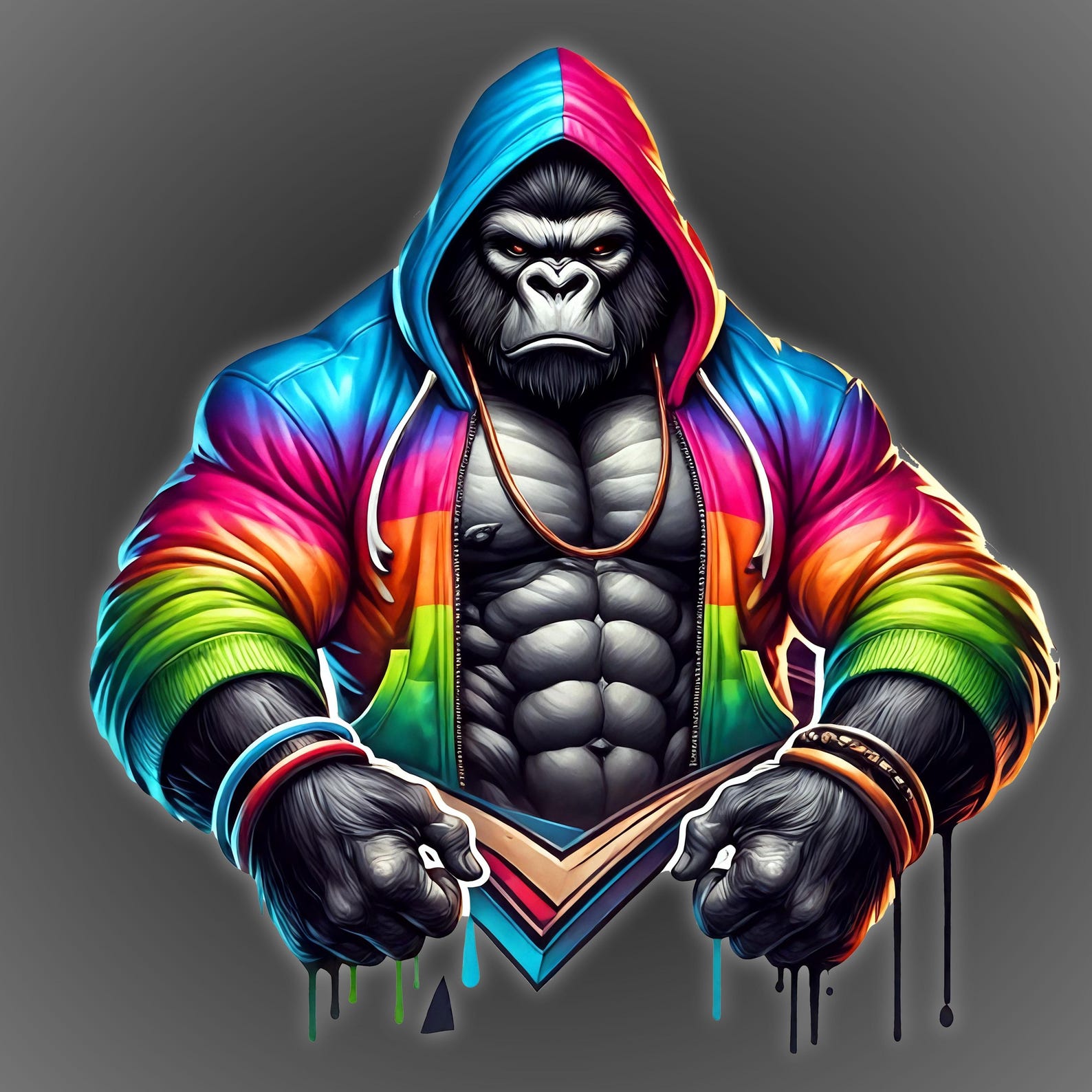 Buff Gorilla PNG | Muscular Gorilla Clipart in Hoodie | Street Gym ...
