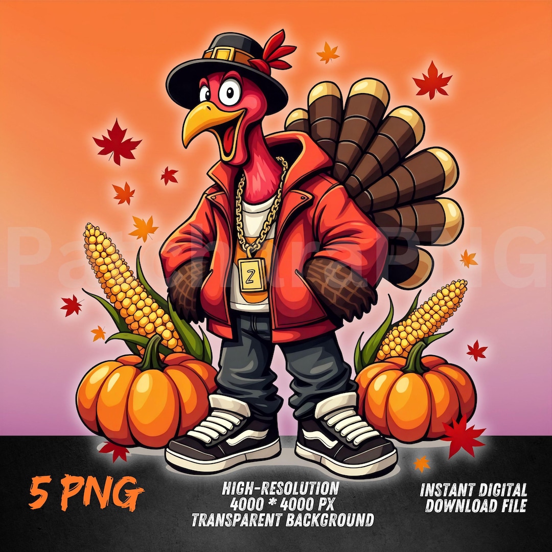 Cool Thanksgiving Turkey PNG | Streetwear Turkey Cartoon | Hip-hop ...