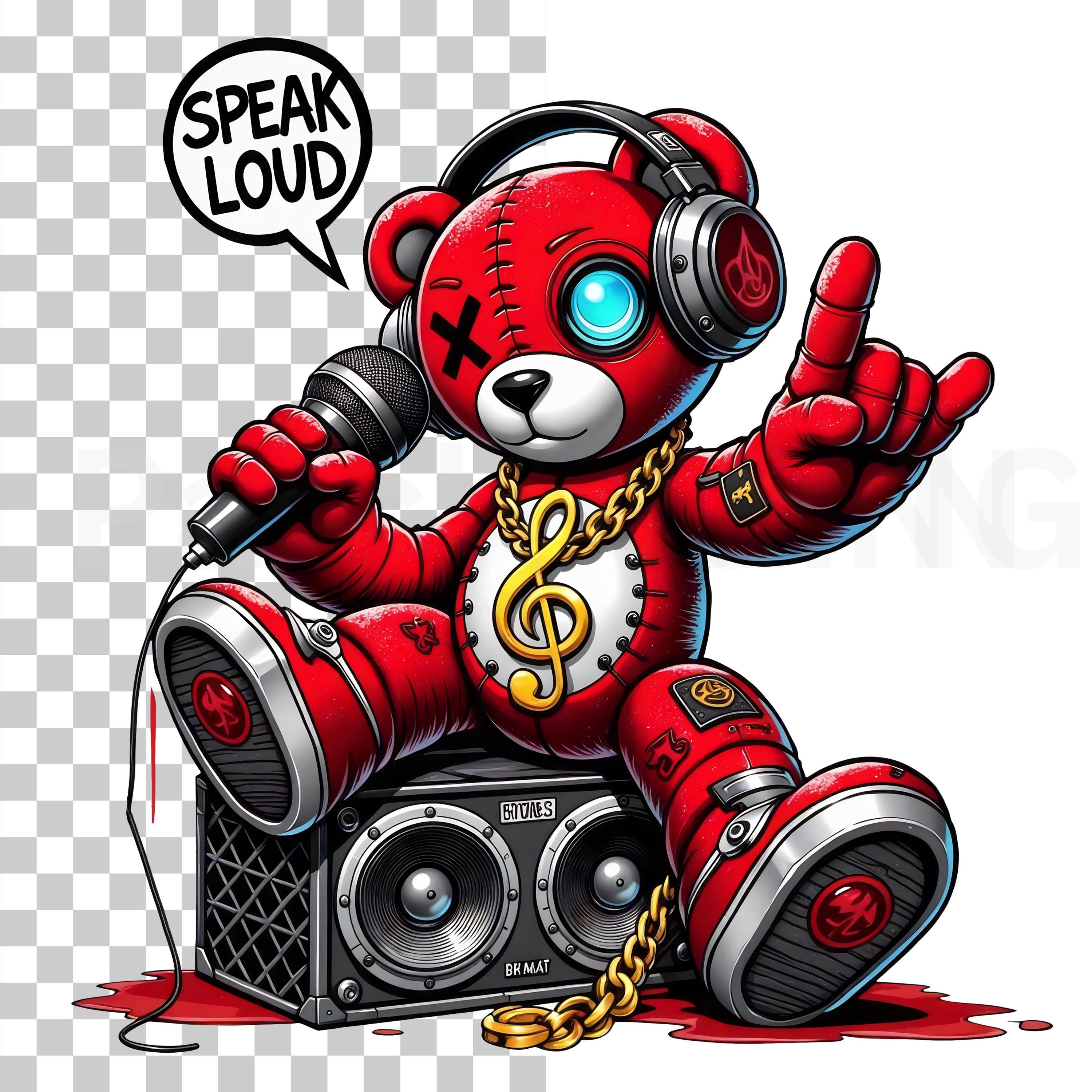 Speak Loud Rap Bear PNG | Hip Hop Music Clipart for Sublimation | DTF ...