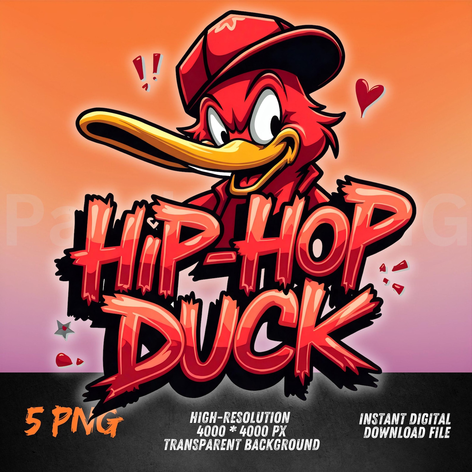 Hip-hop Duck Cartoon PNG | Streetwear Duck Design | Digital Sublimation ...