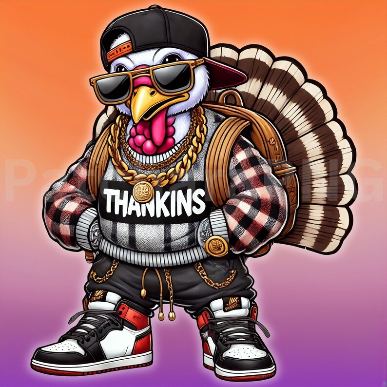 Gangsta Turkey PNG | Thanksgiving Turkey Clipart in Streetwear With ...
