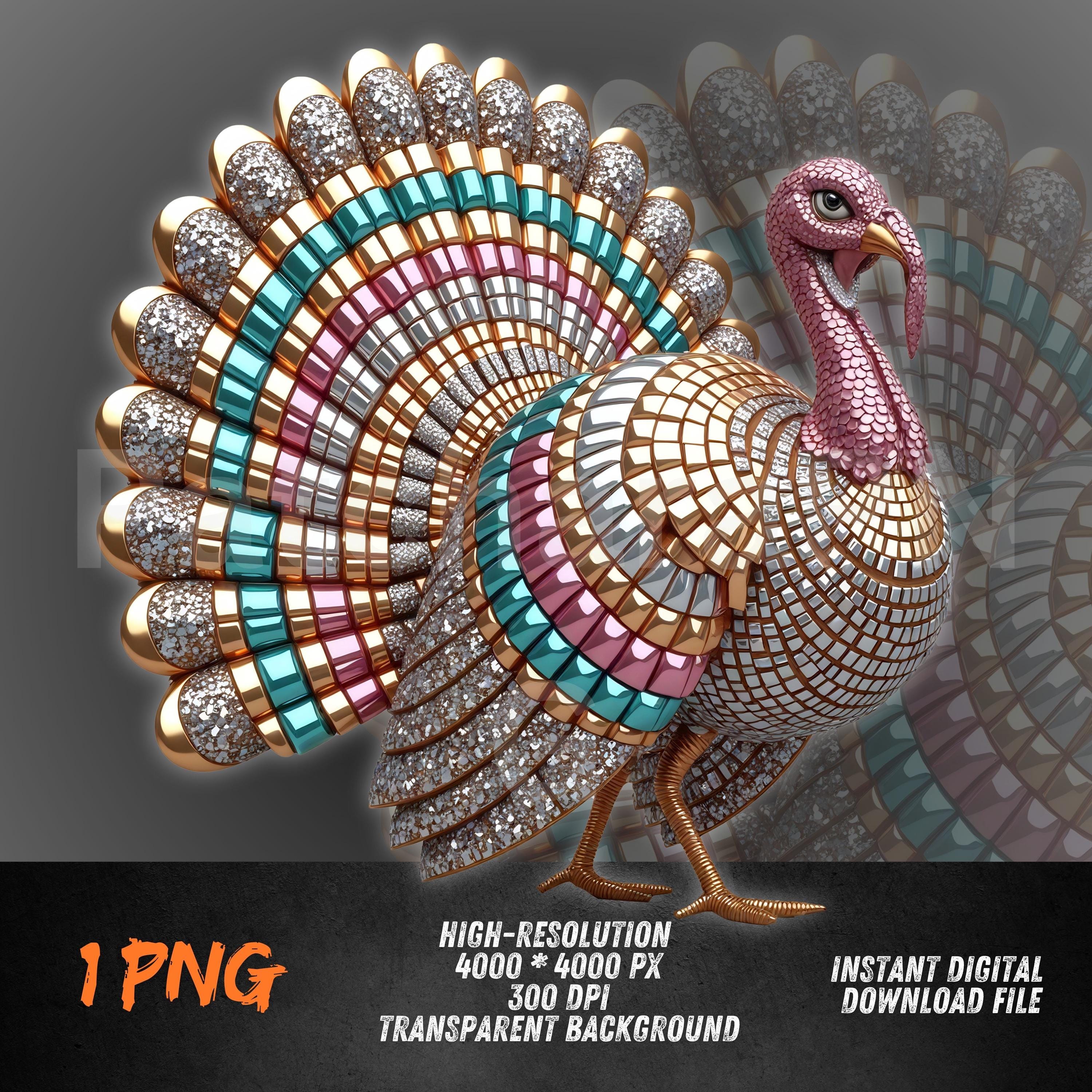 Luxury Turkey PNG Clipart, Mosaic Thanksgiving Turkey, Glitter Diamond ...