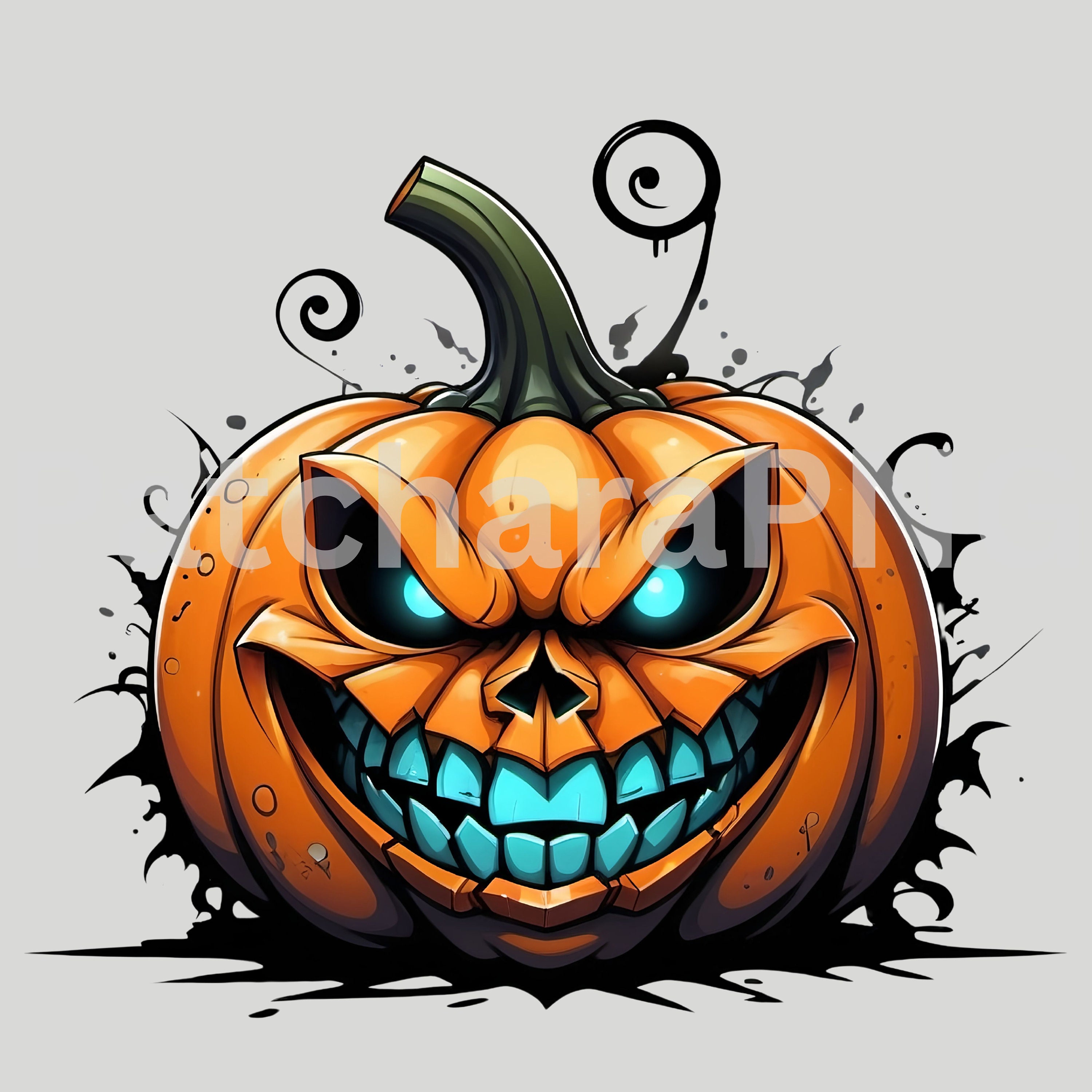 Menacing Evil Pumpkin Graffiti Art - Sinister Pumpkin Design for Spooky ...