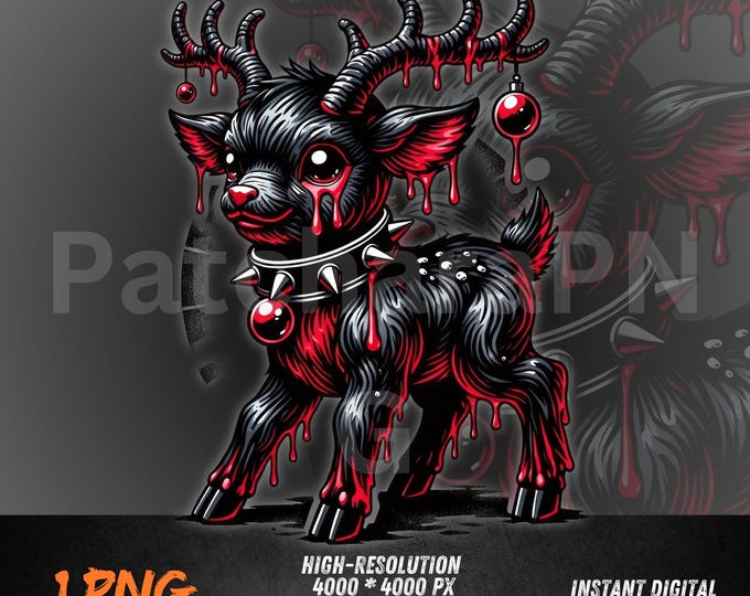 Goth Reindeer PNG | Creepmas Horror Christmas Clipart | Dark Cute ...