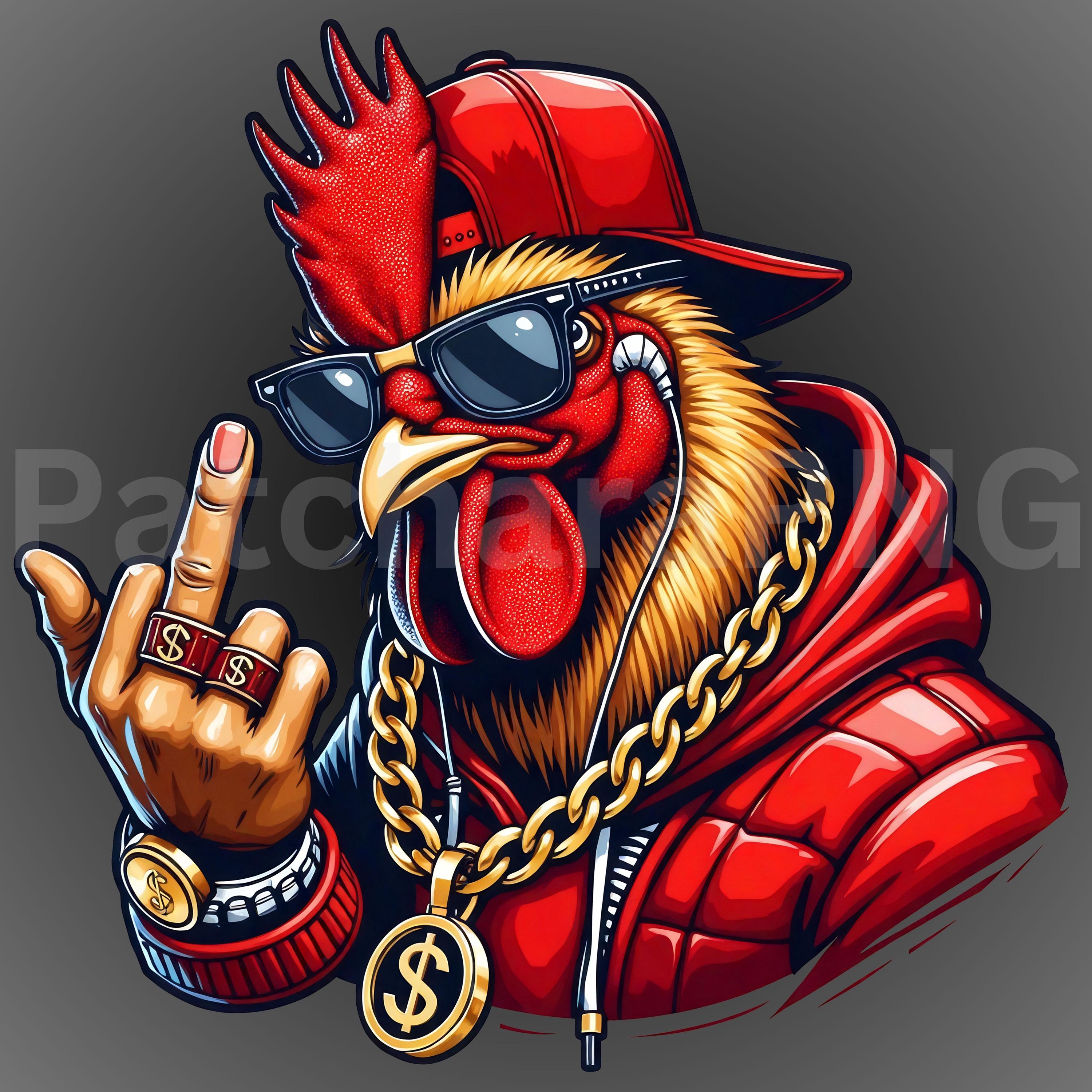 Rude Rooster PNG | Gangsta Chicken Clipart With Red Jacket and Gesture ...