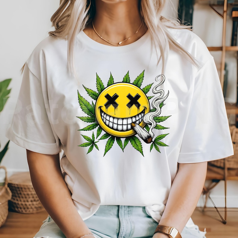 Weed PNG | Smiling Face Clipart With Joint and Leaf | Stoner Humor ...