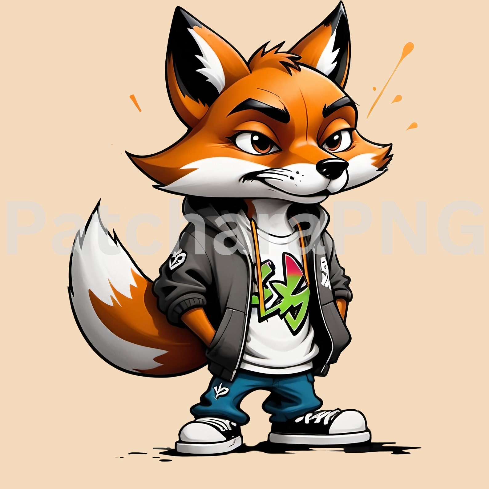 Determined Cartoon Hip-hop Fox Graffiti Art - Graffiti Art Fox Clip Art ...