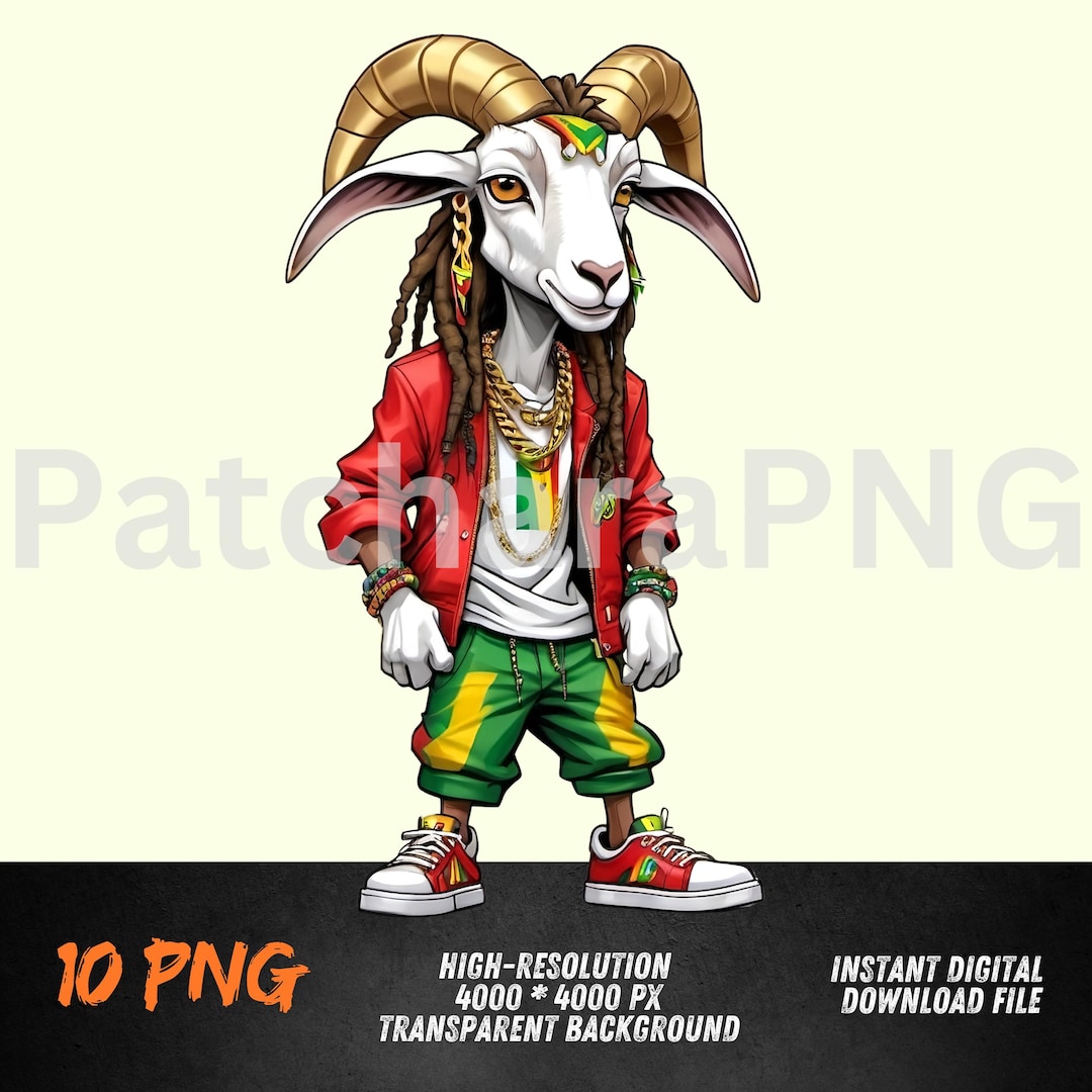 Rasta Goat Cartoon Graffiti Art - Vibrant Jamaican Hip-hop Goat ...