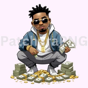 Hip-hop Cartoon PNG | Rapper Character Clipart | Gold Chain, Sunglasses ...