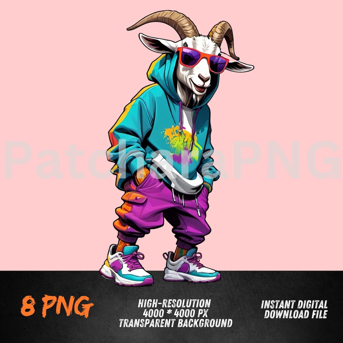 Graffiti Goat PNG | Hip Hop Goat Clipart in Colorful Hoodie | Urban ...