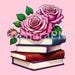 Floral Rose and Books Art Print Rose on Books Digital Art Fantasy Art ...