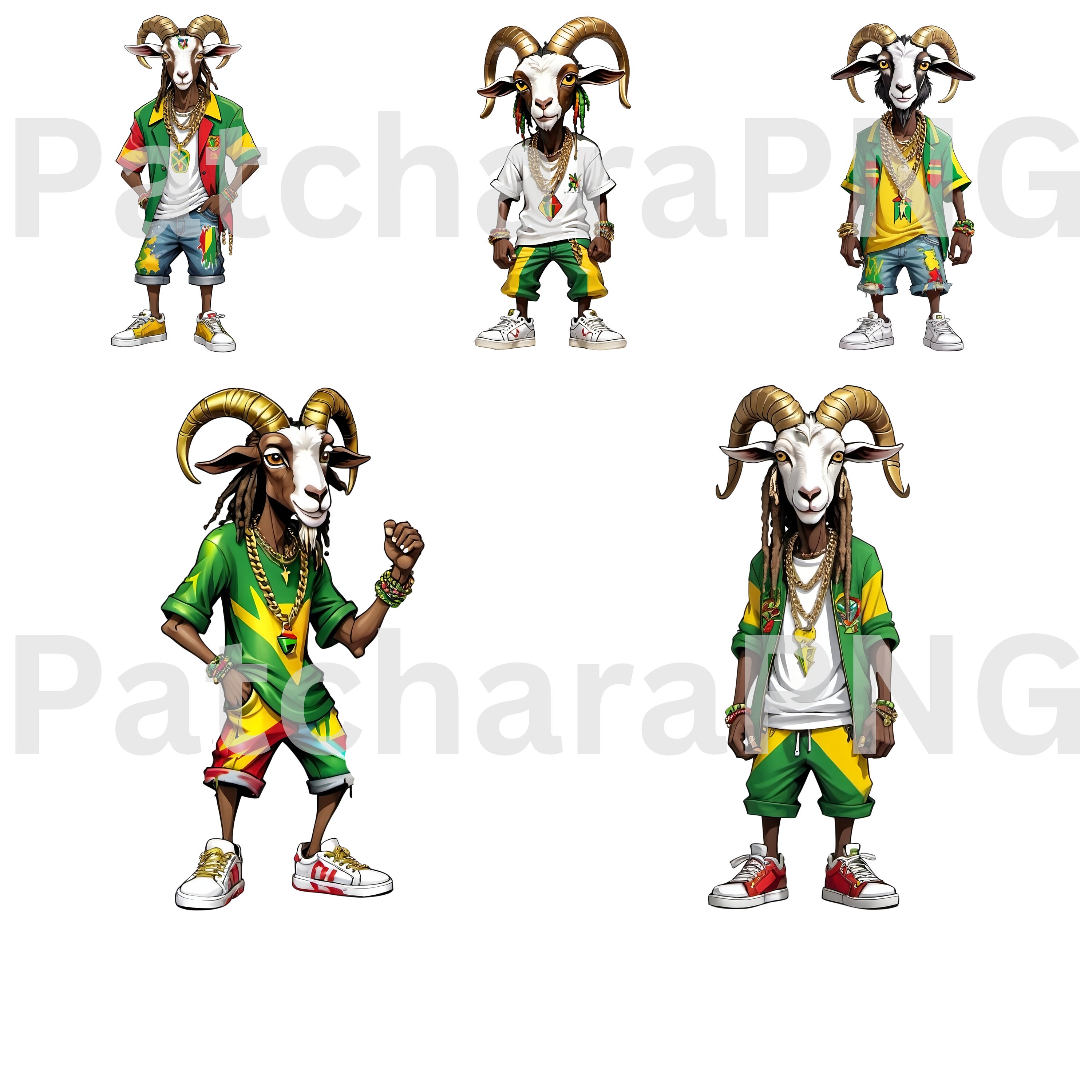 Rasta Goat Cartoon Graffiti Art Vibrant Jamaican Hip-hop Goat Character ...