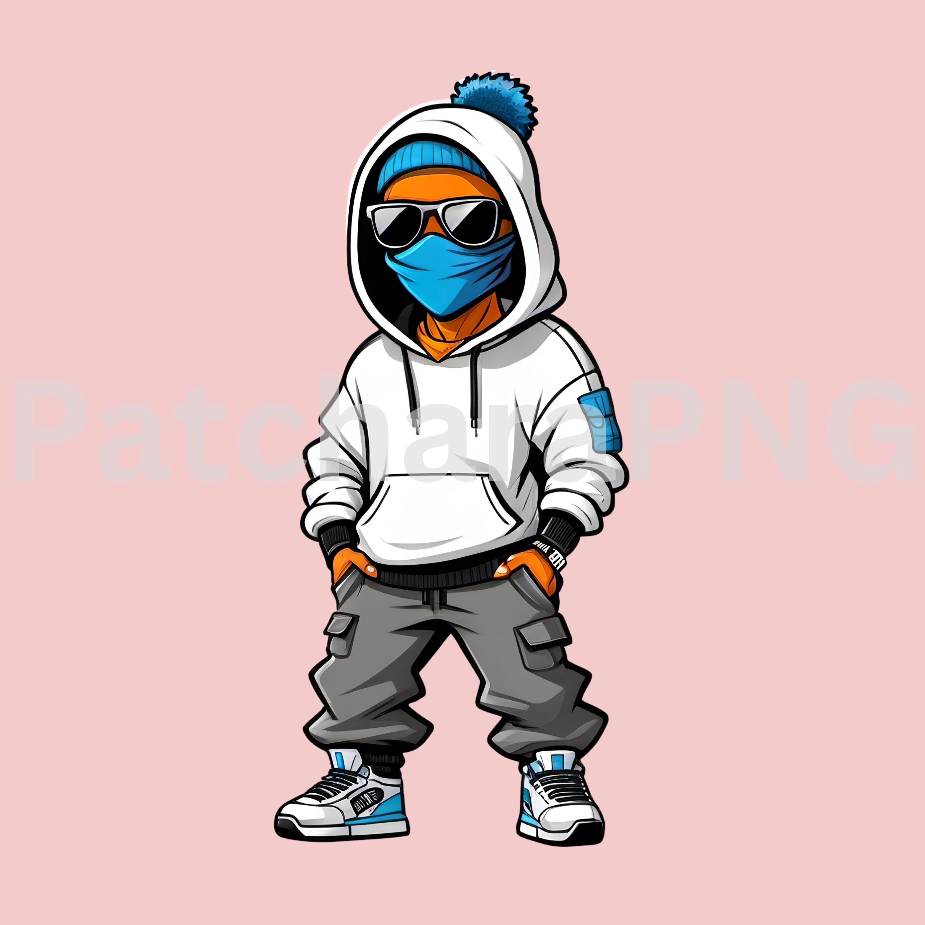 Hip-hop Ski Mask Characters PNG Duo | Gangsta Streetwear Cartoon | DTF ...
