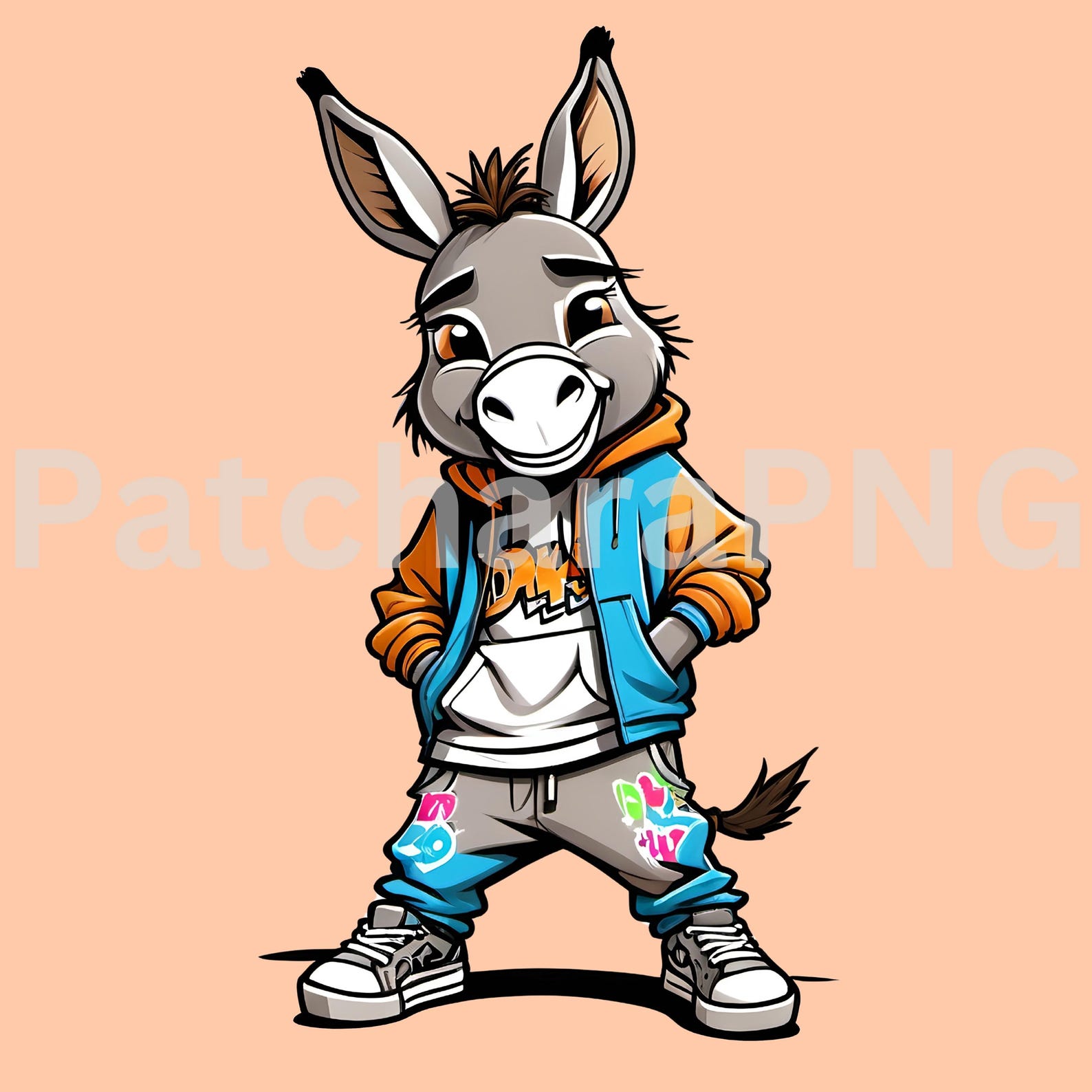 Cool Donkey Cartoon Character in Hip-hop Streetwear | Graffiti-style ...
