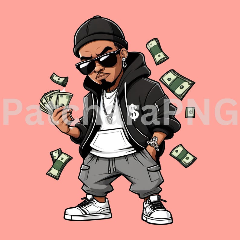 Cool Hip-hop Gangster PNG - Cartoon Streetwear Character With Bandana ...